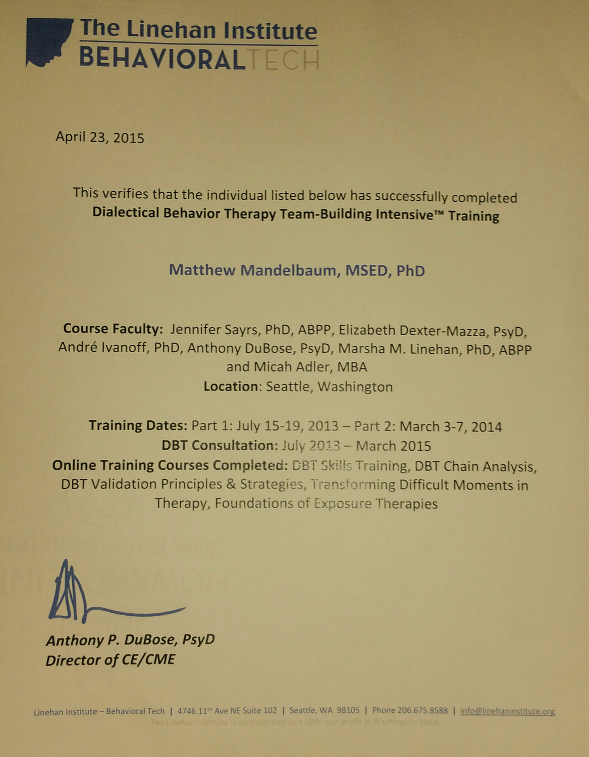 Matthew Mandelbaum, Psychologist, Darien, CT, 06820 | Psychology Today